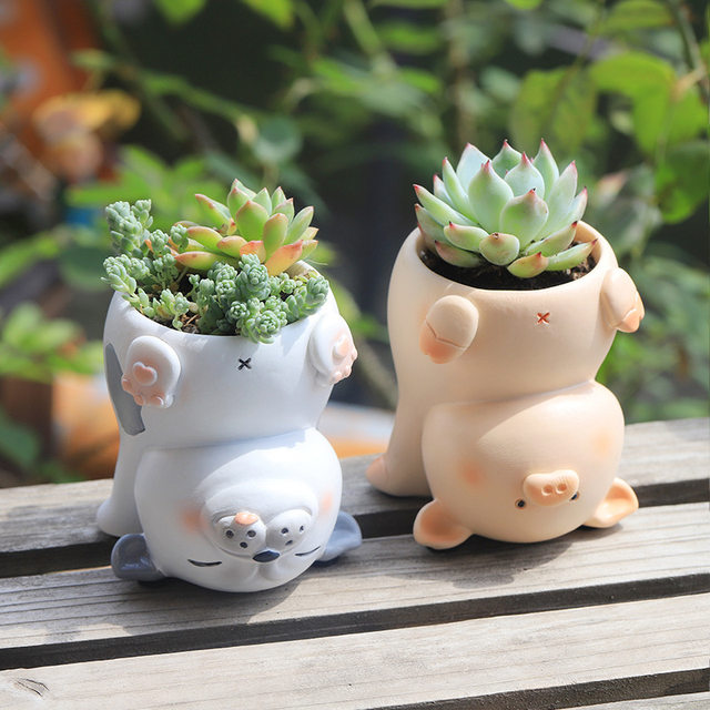 Creative cartoon inverted small animal succulent flower pots for home ...
