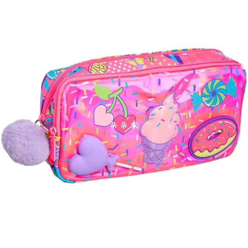 Smiggle Pink Square Folding Pencil Case - Stationery Storage