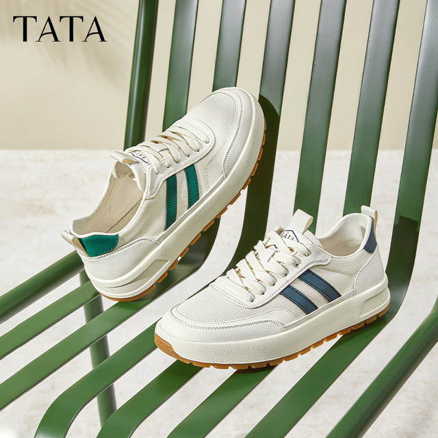 Tata casual shoes sneakers men's moral training shoes thick-soled white ...