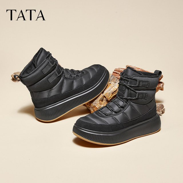 TATA thick-soled plus velvet snow boots men's boots casual waterproof ...