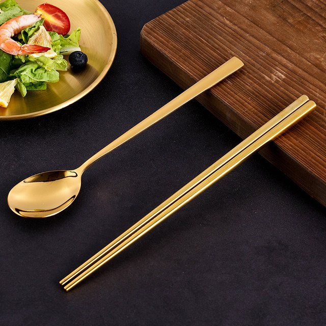 Korean golden chopsticks 304 stainless steel square non -slip ...