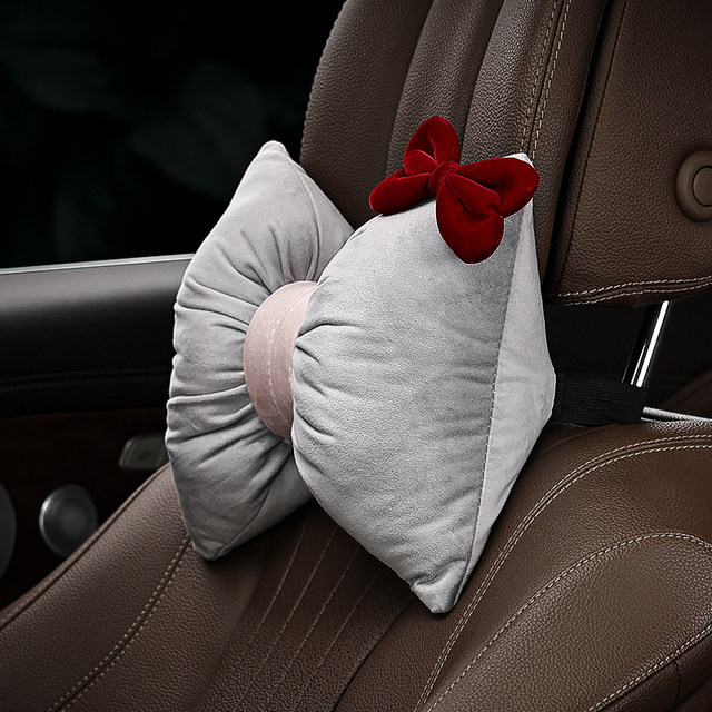Skin -friendly velvet bow car head pillow female minimalist car pillow ...