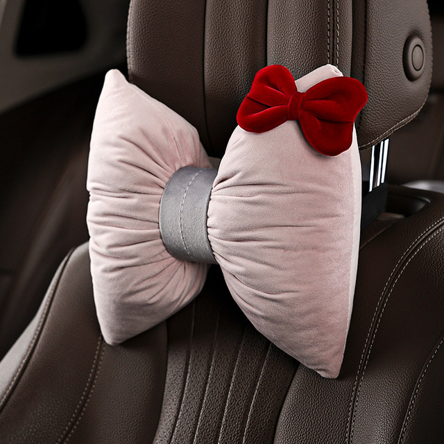 Skin -friendly velvet bow car head pillow female minimalist car pillow ...
