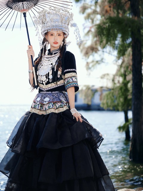 Miao Nationality Tujia Nationality Style Clothing Miao Jiang Black ...