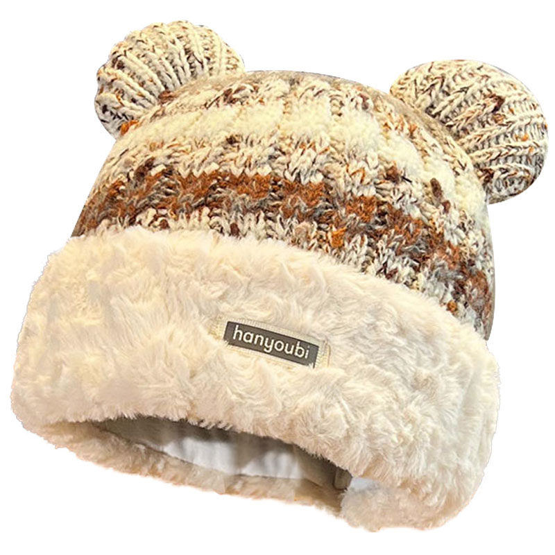 Autumn and winter dopamine color Mickey Bear knitted woolen hat for ...