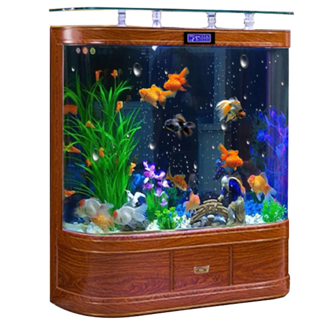 New double rounded corner fish tank Chinese style light luxury floor ...