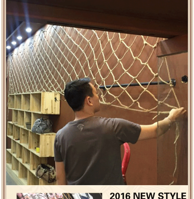 Hemp rope grid decorative net hemp rope woven net ceiling bar retro ...
