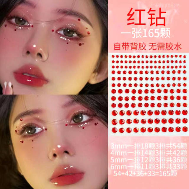 Face stickers with diamonds, red diamonds with face stickers, Shangen ...