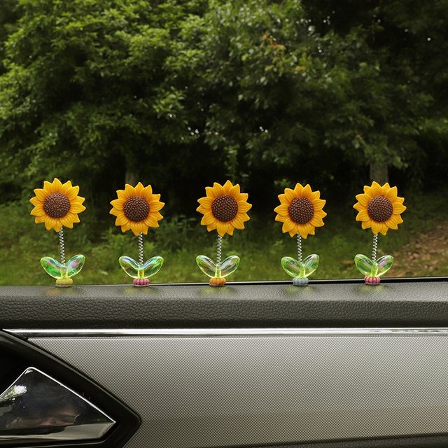 New sunflower flower car ornaments center console shaking head cute ...