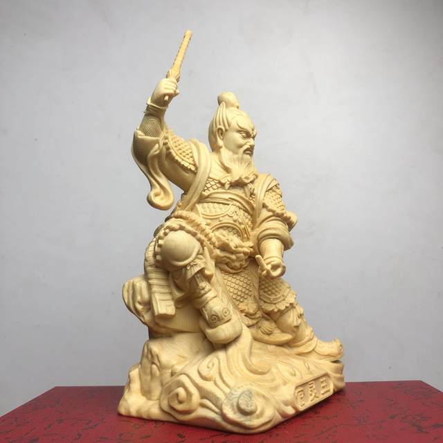 Cypress wood carving, Taoist's greatest protector, Three-Eyed King ...