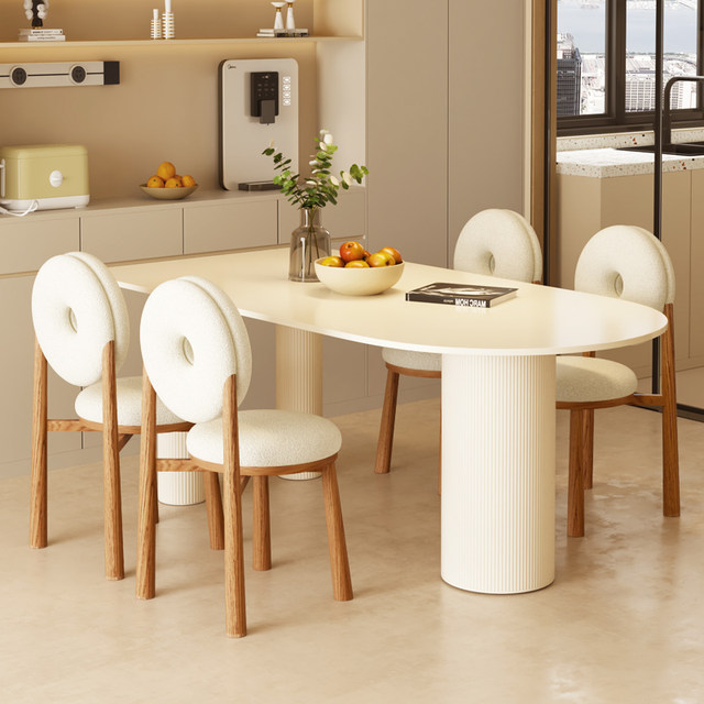 Slate dining table small apartment home dining table French cream style ...