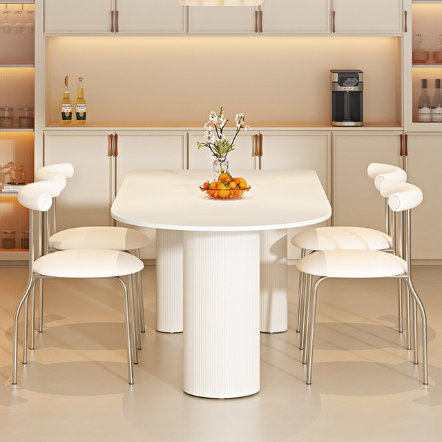 Slate dining table small apartment home dining table French cream style ...