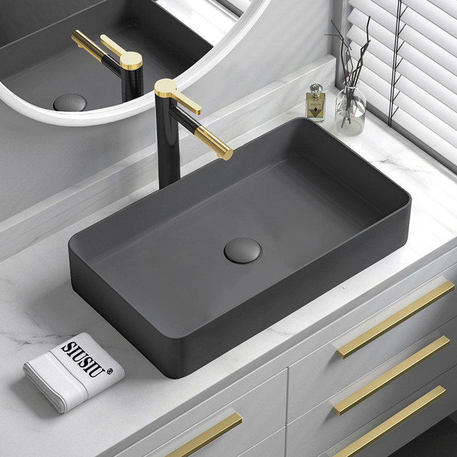 Industrial style cement gun gray above counter basin wash basin ceramic wash basin rectangular ...