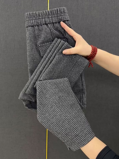Korean version of 2025 early spring hot houndstooth casual pants for ...