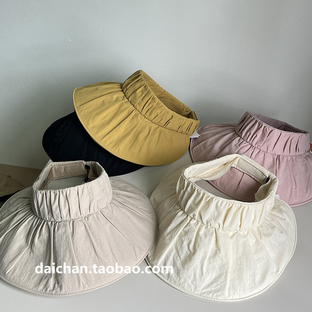 Korean designer sweet pleated quick-drying sunscreen empty top hat ...