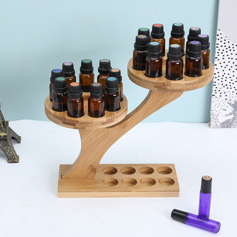 Bamboo Essential Oil Rack - 15ml Wood Storage Box