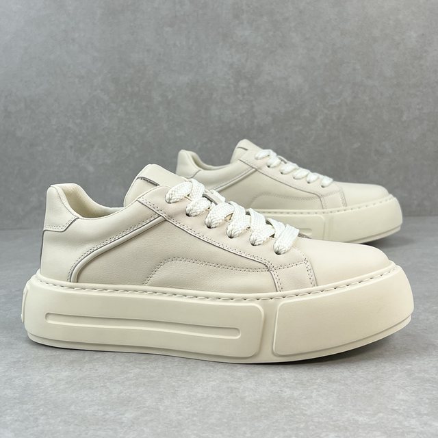 Men's shoes Japanese simple lace-up thick-soled white shoes 2024 new ...