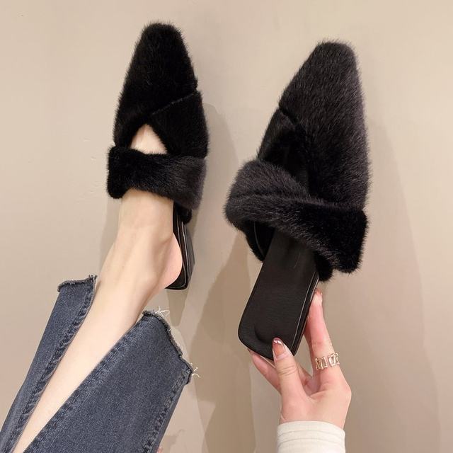 Baotou thick heel half slippers for women to wear outside 2024 new ...