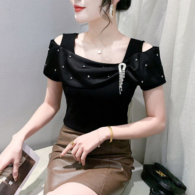 Temperament one-line collar off-shoulder top for women summer fashion ...