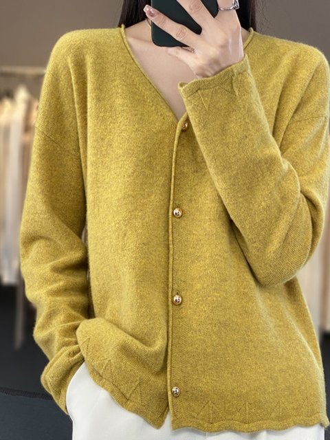 100 pure wool cardigan knitwear rolls Vedic long -sleeved sweater ...