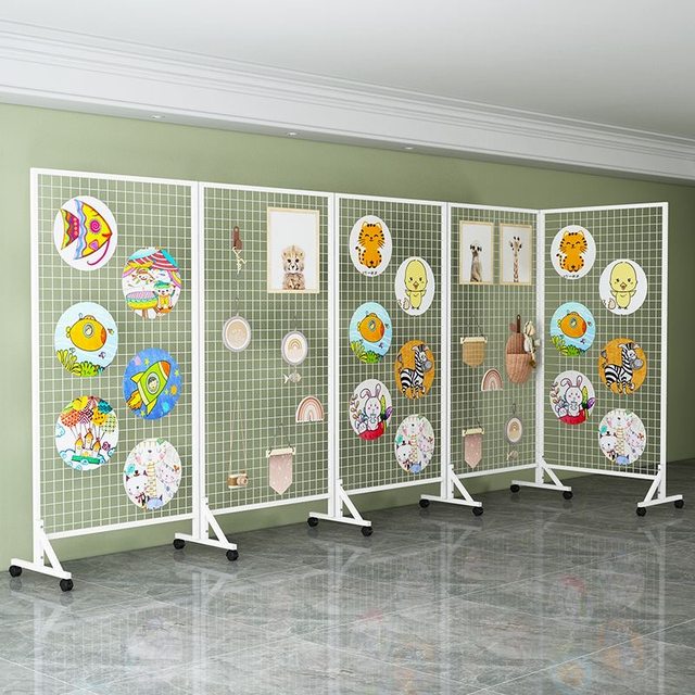 Folding grid display stand, painting studio, kindergarten work display ...