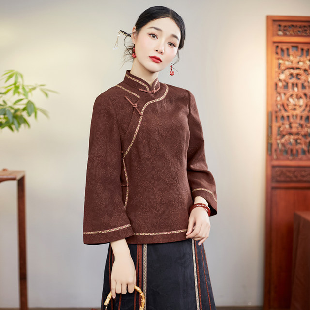Chinese classic cheongsam top, high-end Chinese style open-front ...