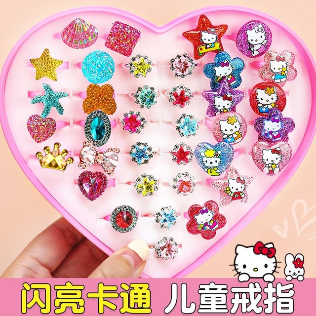 Children's Ring Girls Diamond Gemstone Toy Girl Baby Crystal Small Ring ...