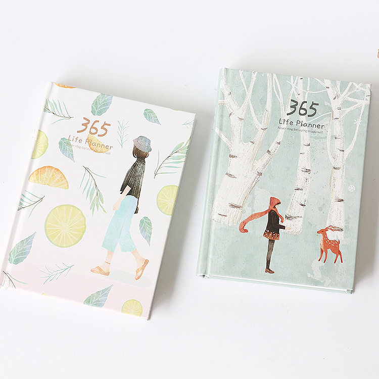 365 Book A5 Daily Planner - Color Page Illustration Notebook