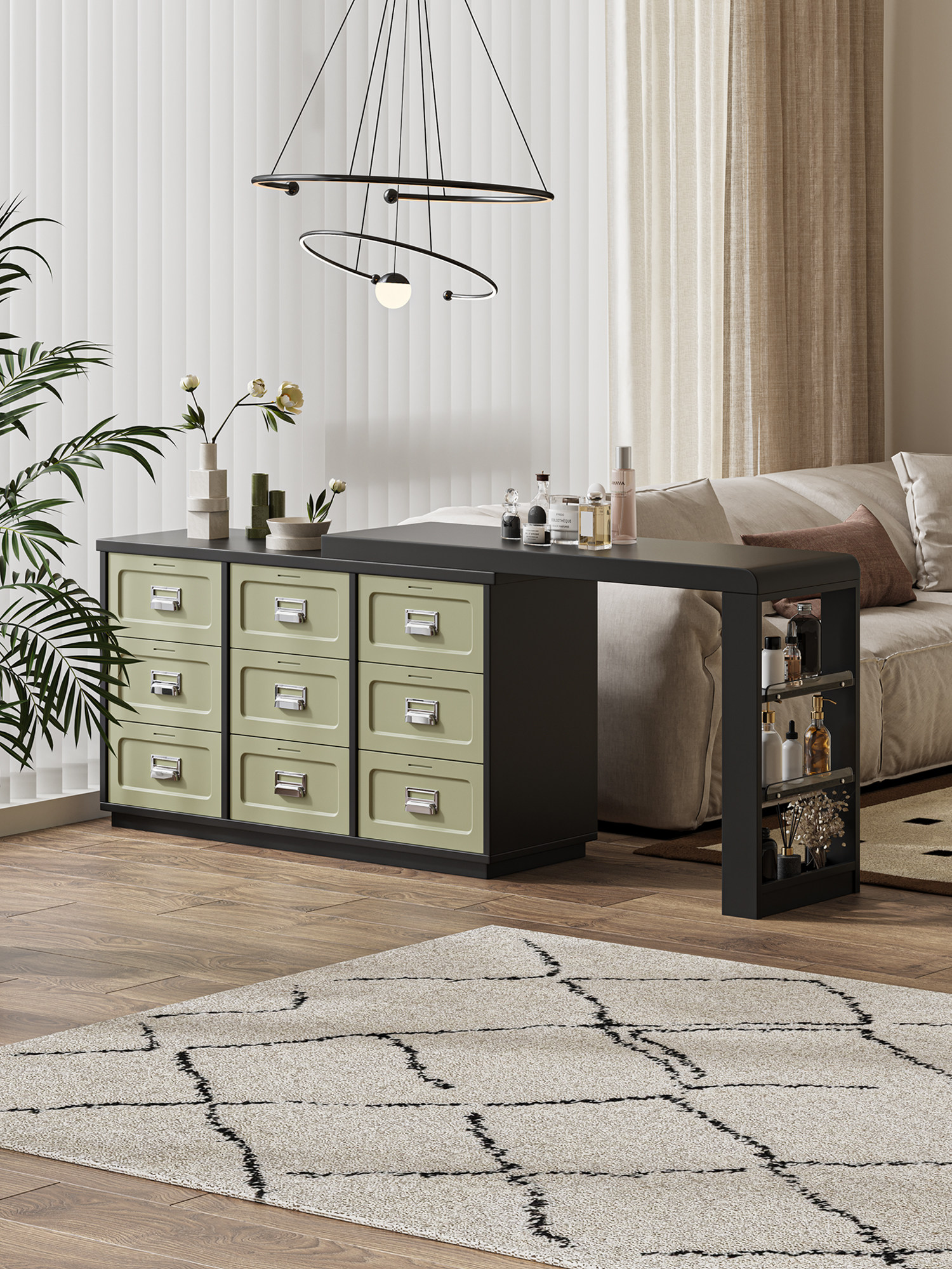 Valley and modern simple nine-grid dressing table cream style design ...