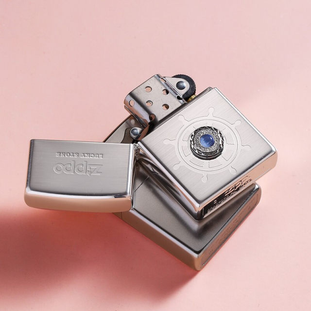 Lighter zippo original genuine brushed silver plated Korean version ...