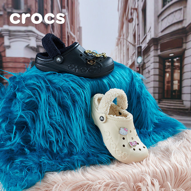 Crocs warm cotton Crocs men's autumn and winter warm velvet warm women ...