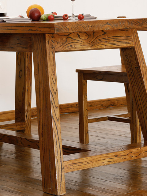 Full -solid wooden table rectangular old elm furniture modern ...