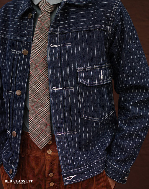 OCF autumn and winter new retro men's canvas work jacket short spliced ...