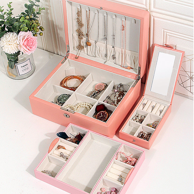 High-end jewelry box, popular jewelry jewelry box, leather lock ...