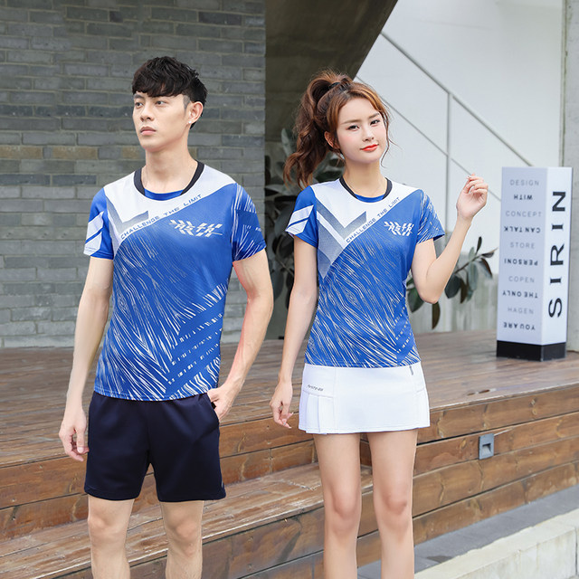 Aishote badminton suit women's short-sleeved suit men's top sports ...
