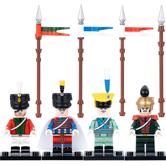 Napoleon War Cavalry Series Soldier Flag Lauding Building Block Human ...