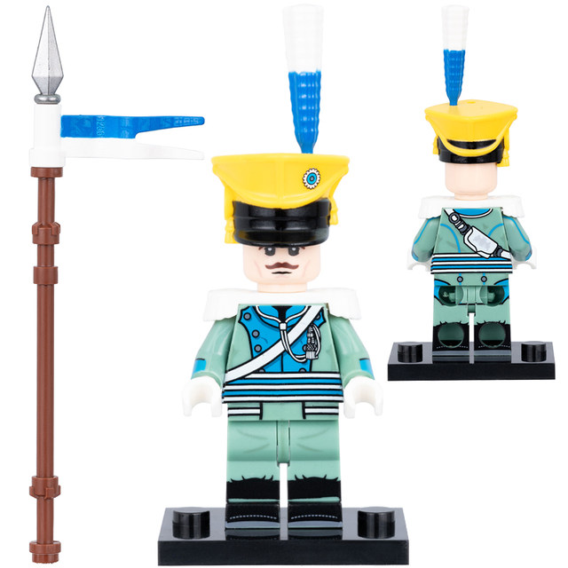 Napoleon War Cavalry Series Soldier Flag Lauding Building Block Human Toy Toys N037-040