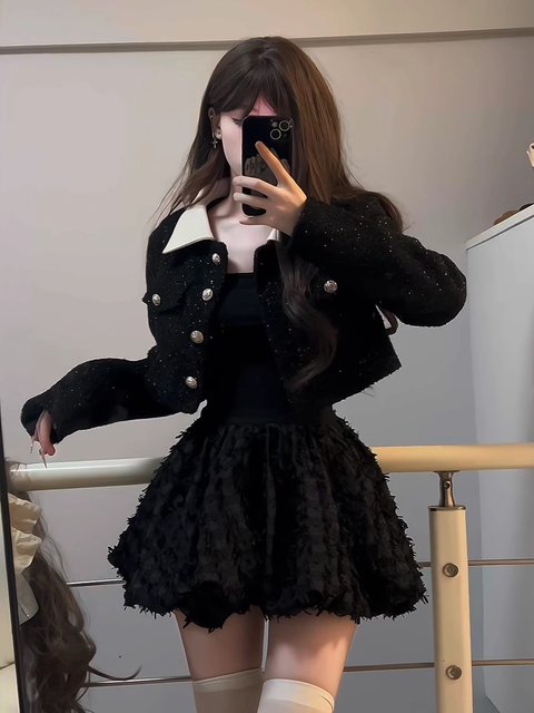 iqcq Balloon Bear Rich Girl Xiao Xiangfeng Fine Sparkling Short Jacket ...