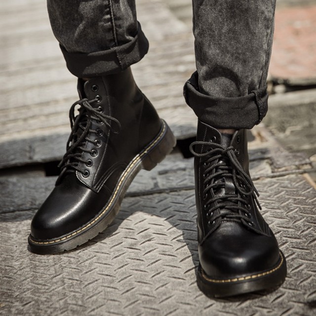 British style Martin boots 45 genuine leather trendy shoes 46 mid-top ...