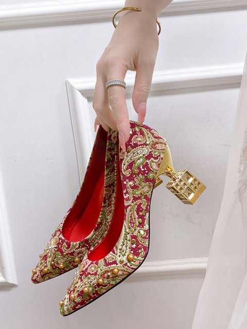 Xiuhe suit red wedding shoes bride shoes women's spring 2025 new ...