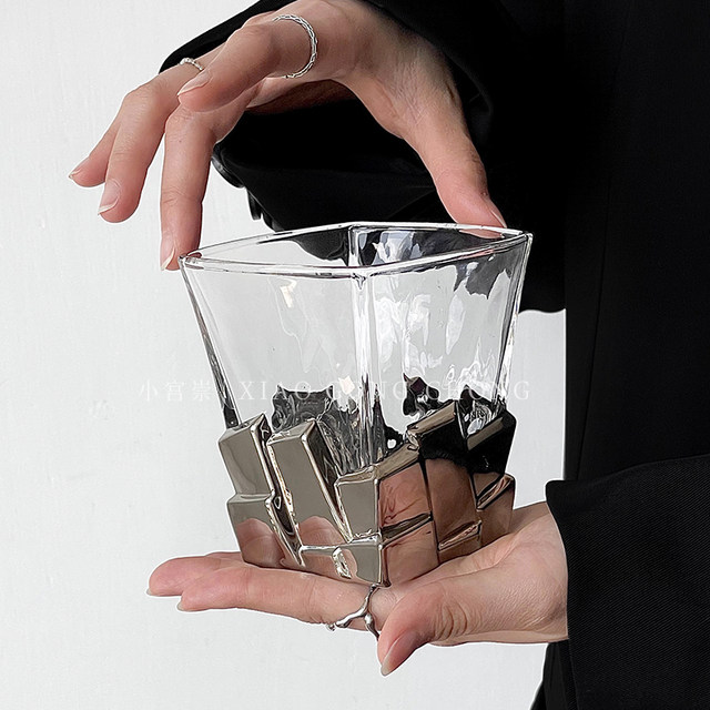 Space silver ice cube cup, artistic limited wine cup, creative light ...