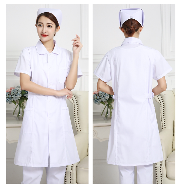 Nurse clothing long-sleeved female white coat round collar stand collar ...