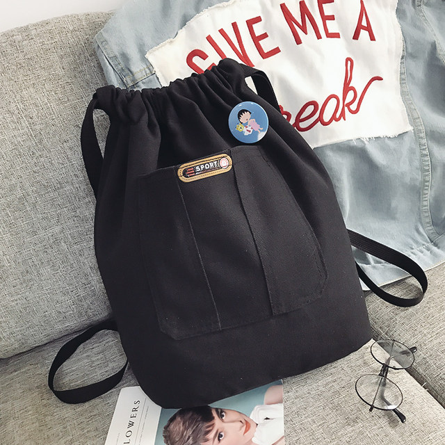 Drawstring canvas drawstring backpack, forest style large capacity ...