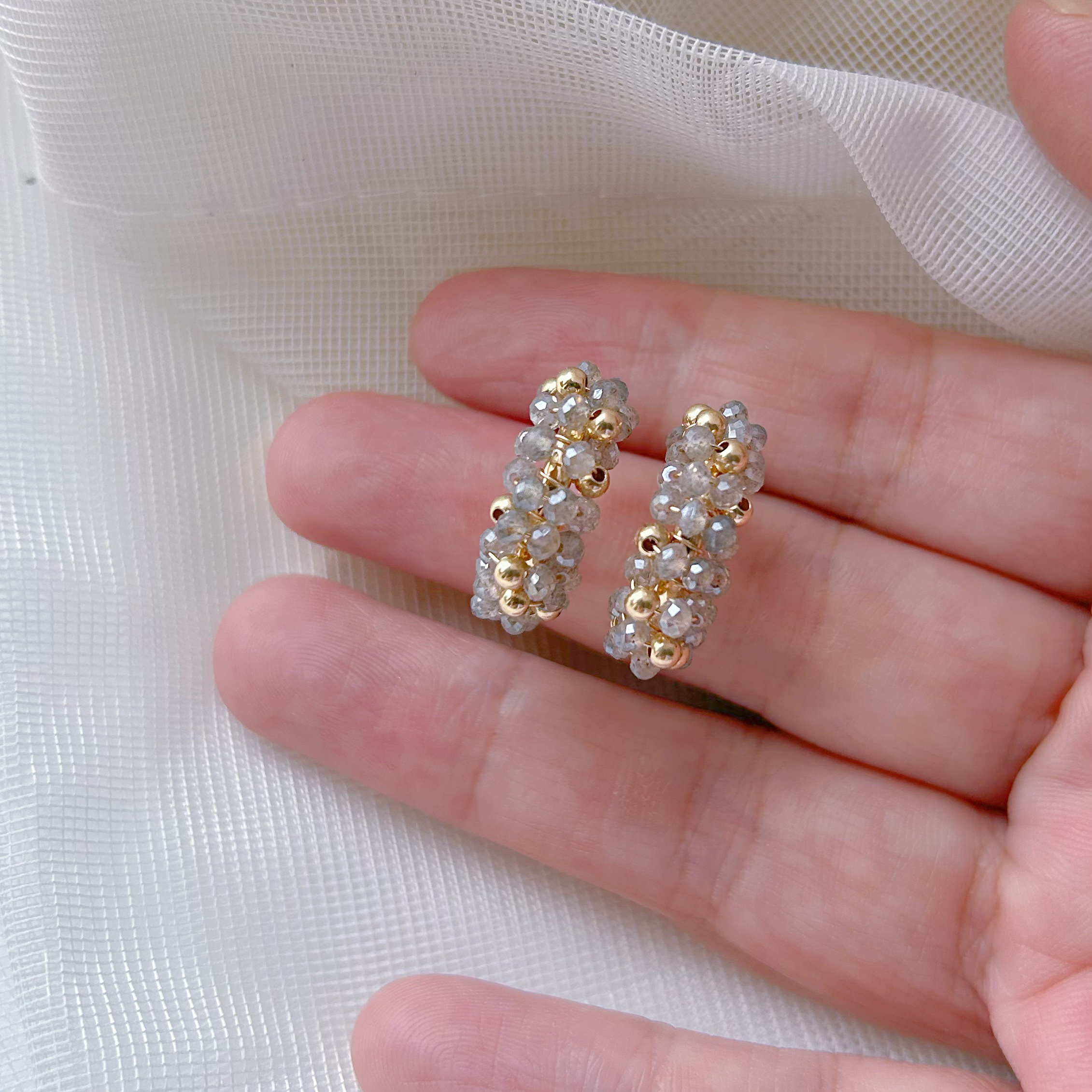 Natural Lavolite Moonstone US 14K Gold Niche style Elegant Exquisite Design ins Hand-made Ear ...