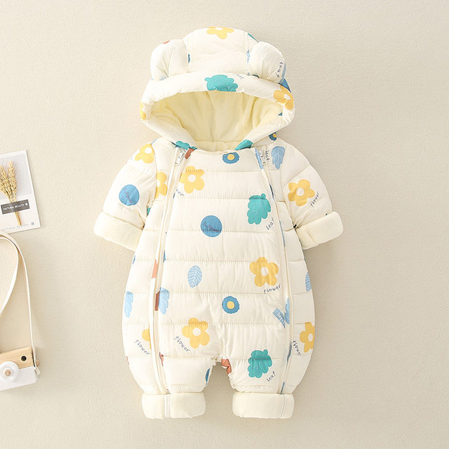 Infant one-piece down padded jacket thickened plus velvet newborn ...