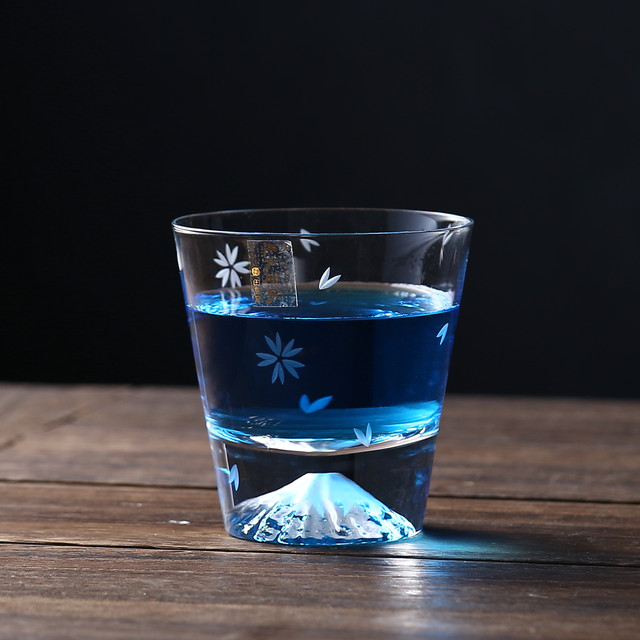 Spot Japanese imported Mount Fuji cup Edo Glass handmade glass water ...