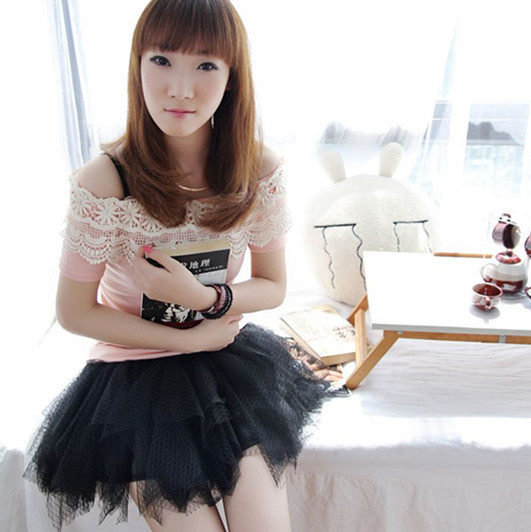 Luo Cloth Q174 Custom Japanese Princess Irregular Dot Dot Gauze Super Short Skirt Half Puff Skirt