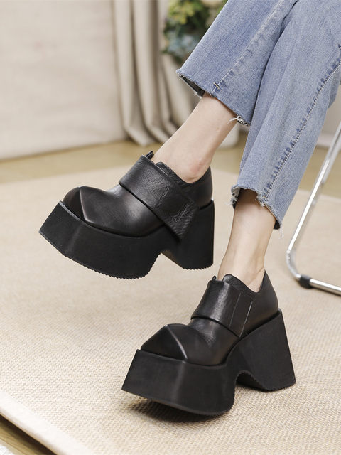 Genuine Leather Ultra-High Heel 10cm Platform Shoes for Women, Original ...