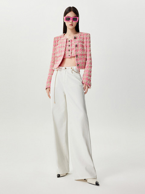 Ochirly Houndstooth Pattern Fancy Yarn Chanel Style Outwear Women's ...