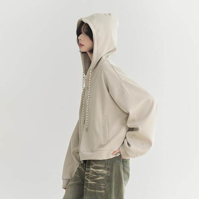 Universal Gravity Museum's hem drawstring short hooded sweater female ...